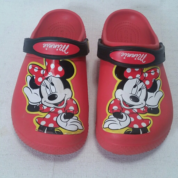 CROCS | Shoes | Crocs Girls Minnie Mouse Red Sandals Mules Sz 3 Y ...
